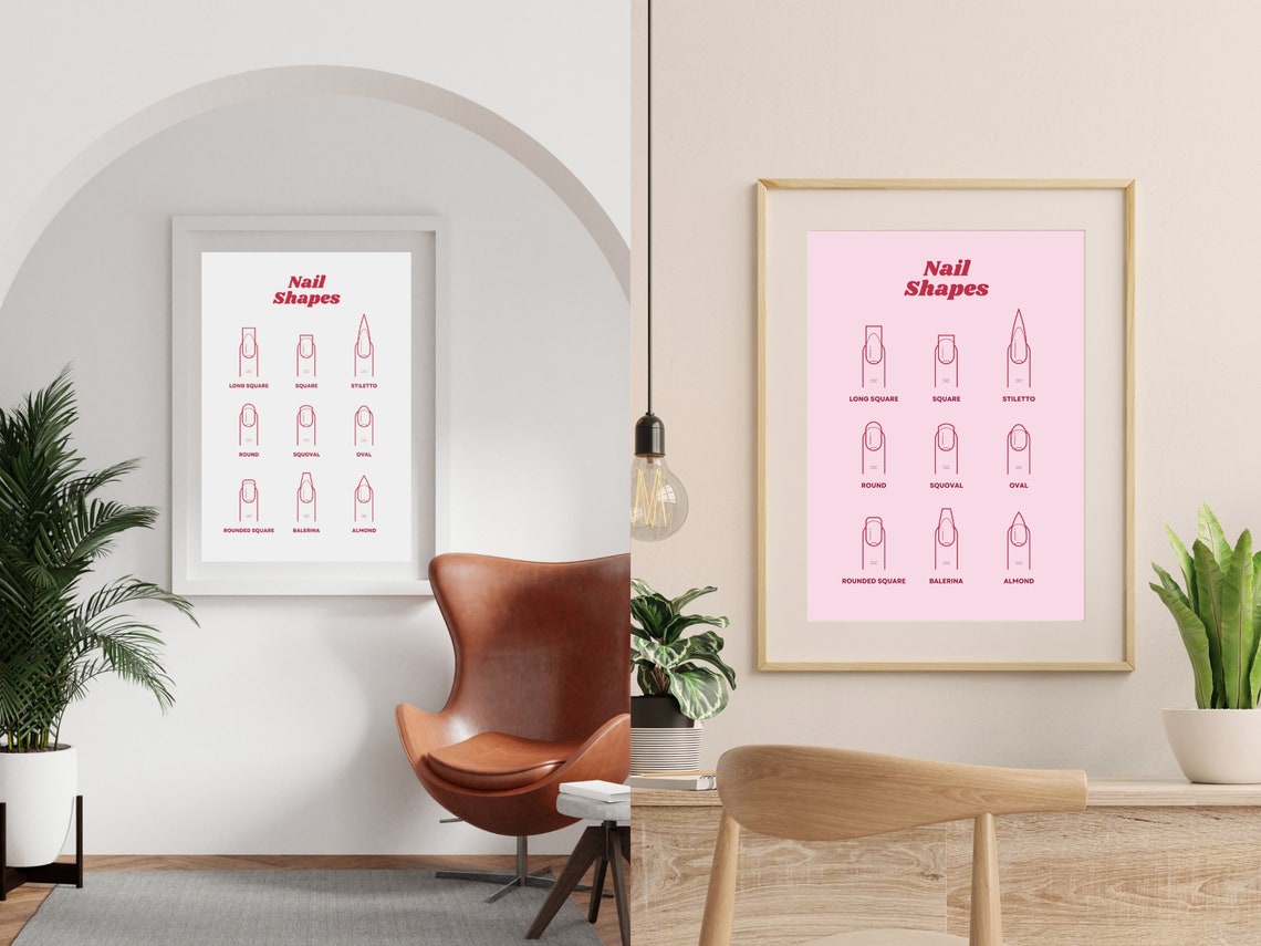 Nail Technician Salon Wall Poster Nail Shapes Guide Beauty Decor ...
