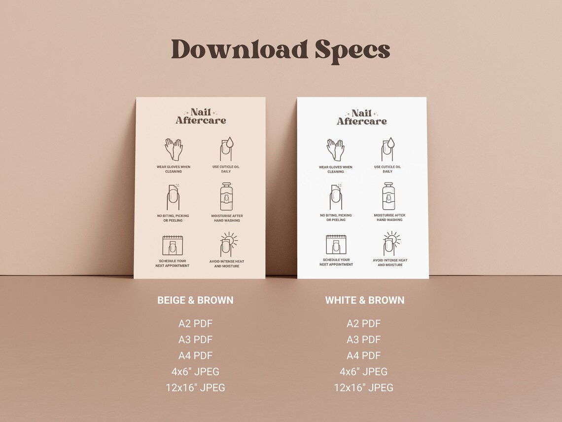 Nail Technician Salon Wall Poster Nail Care Guide Boho Beauty Decor ...