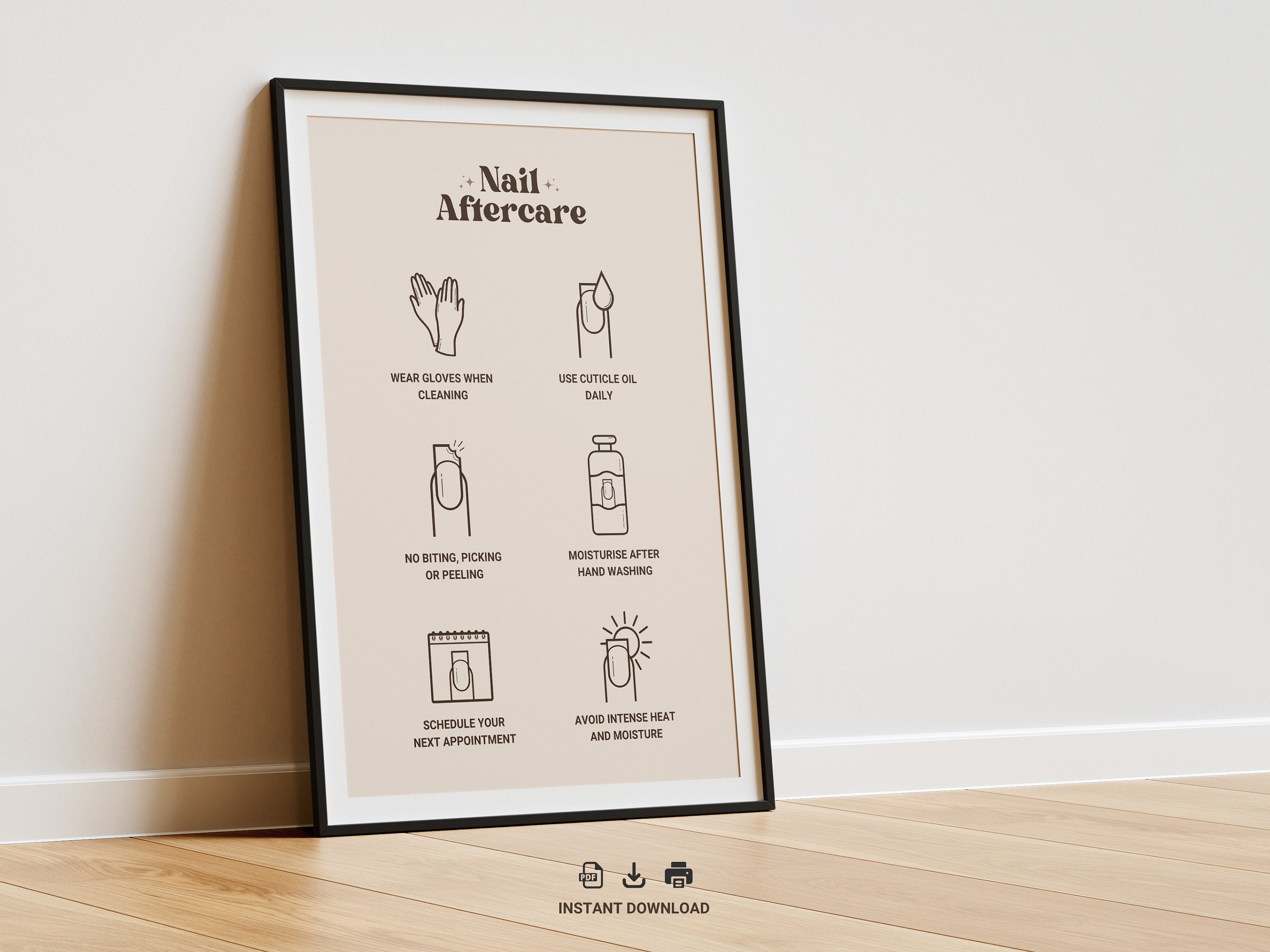 Nail Technician Salon Wall Poster Nail Care Guide Boho Beauty Decor ...