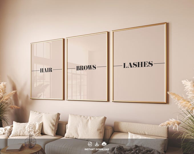 Hair Brows Lashes Poster Print Beauty Salon Wall Art | Lash Tech Print ...