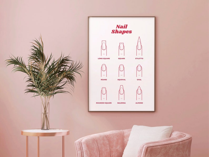 Nail Technician Salon Wall Poster Nail Shapes Guide Beauty Decor ...