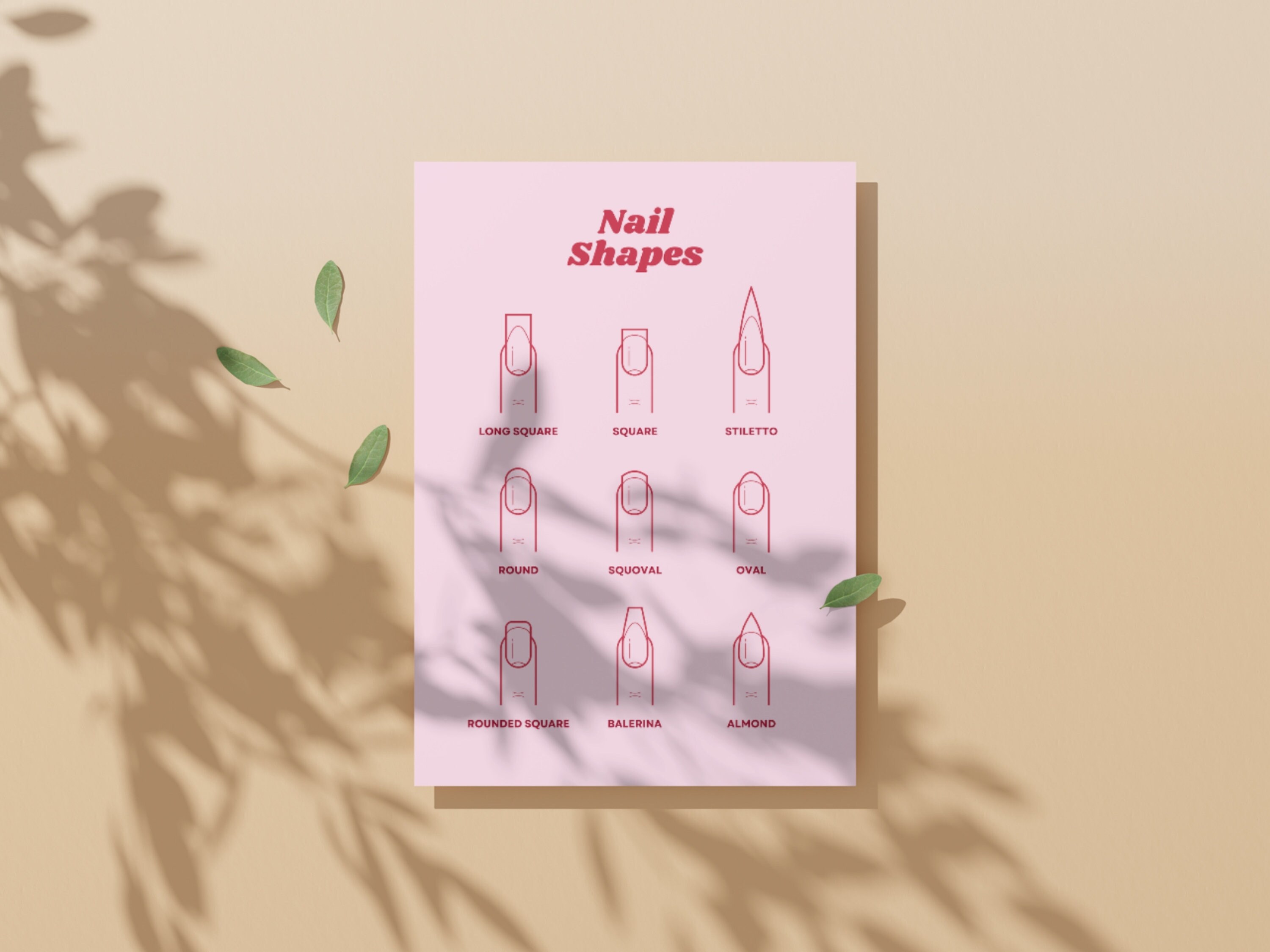 Nail Technician Salon Wall Poster Nail Shapes Guide Beauty Decor ...