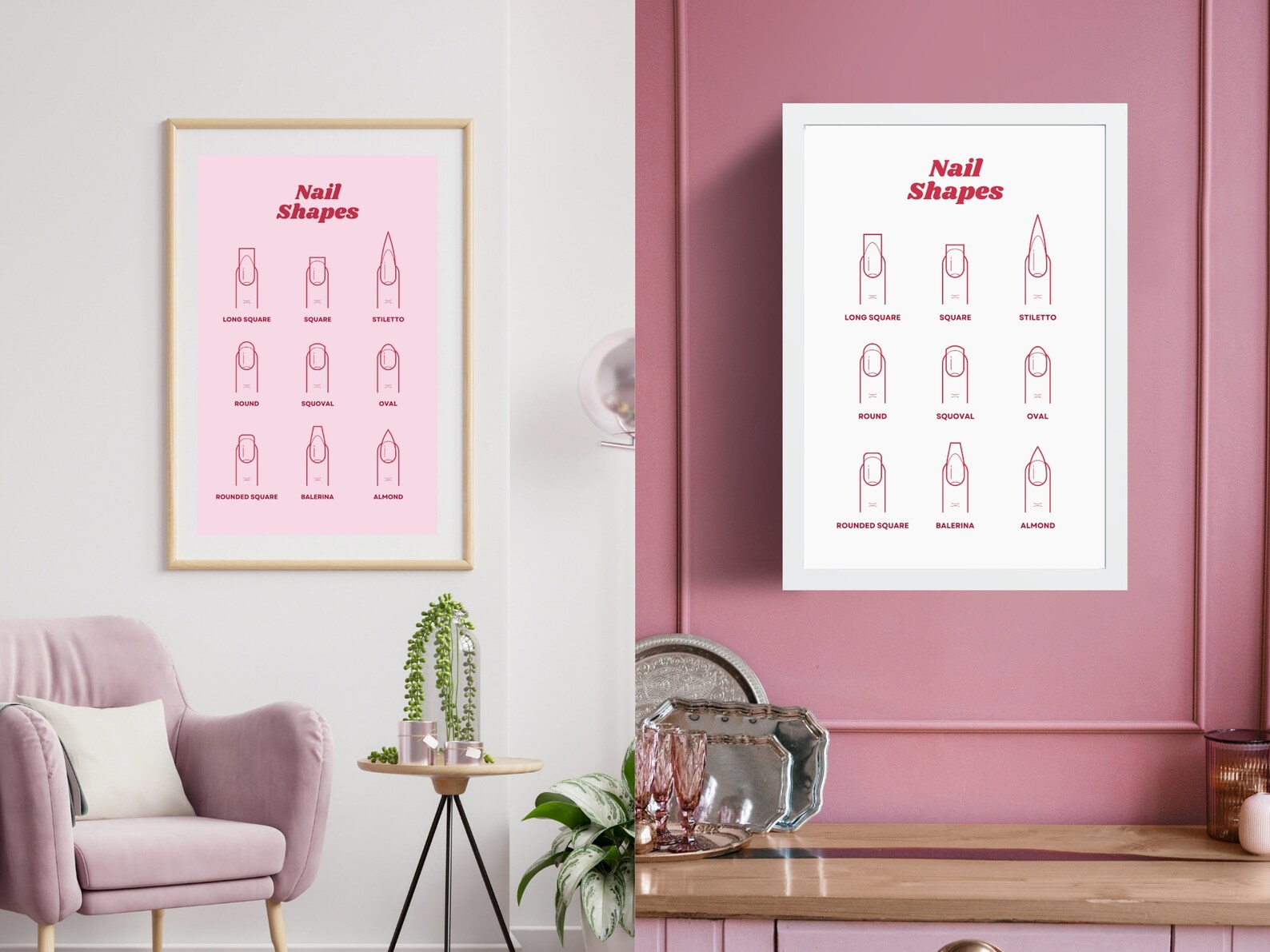 Nail Technician Salon Wall Poster Nail Shapes Guide Beauty Decor ...
