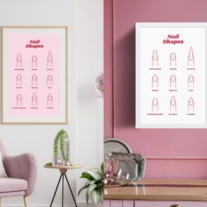 Nail Technician Salon Wall Poster Nail Shapes Guide Beauty Decor ...