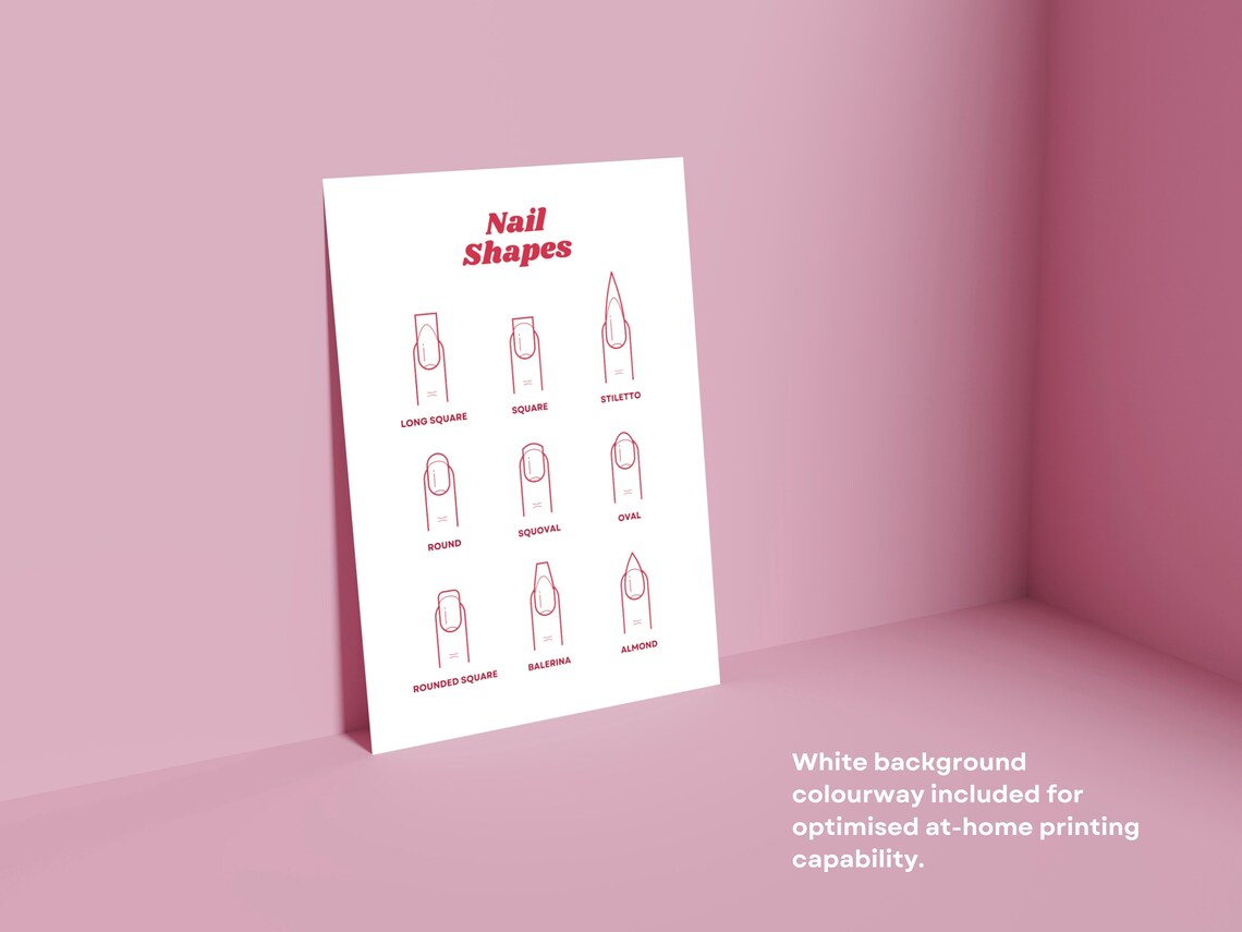 Nail Technician Salon Wall Poster Nail Shapes Guide Beauty Decor ...