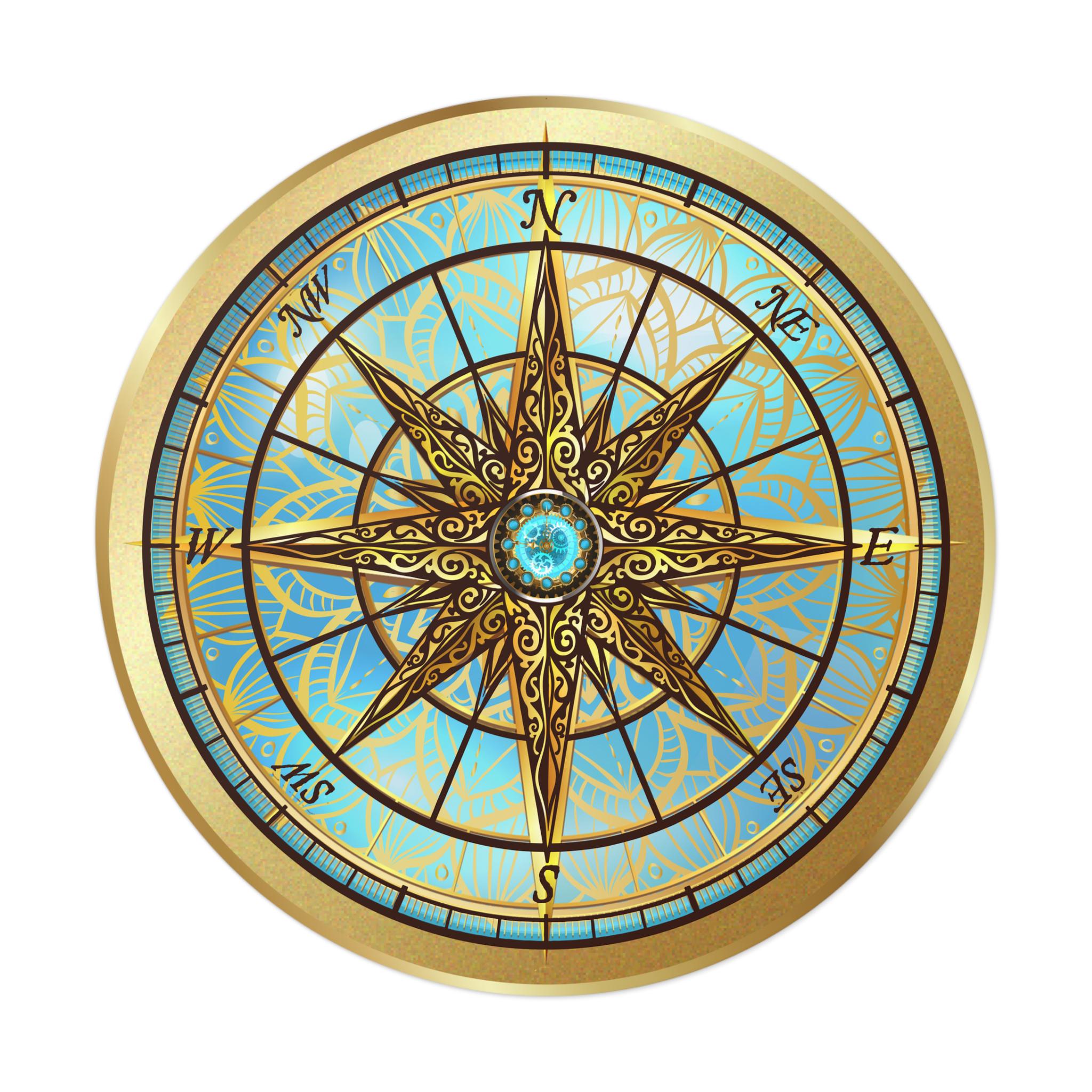 Compass Vinyl Sticker, Gold Compass Decal, Travelers Decal, Directional ...
