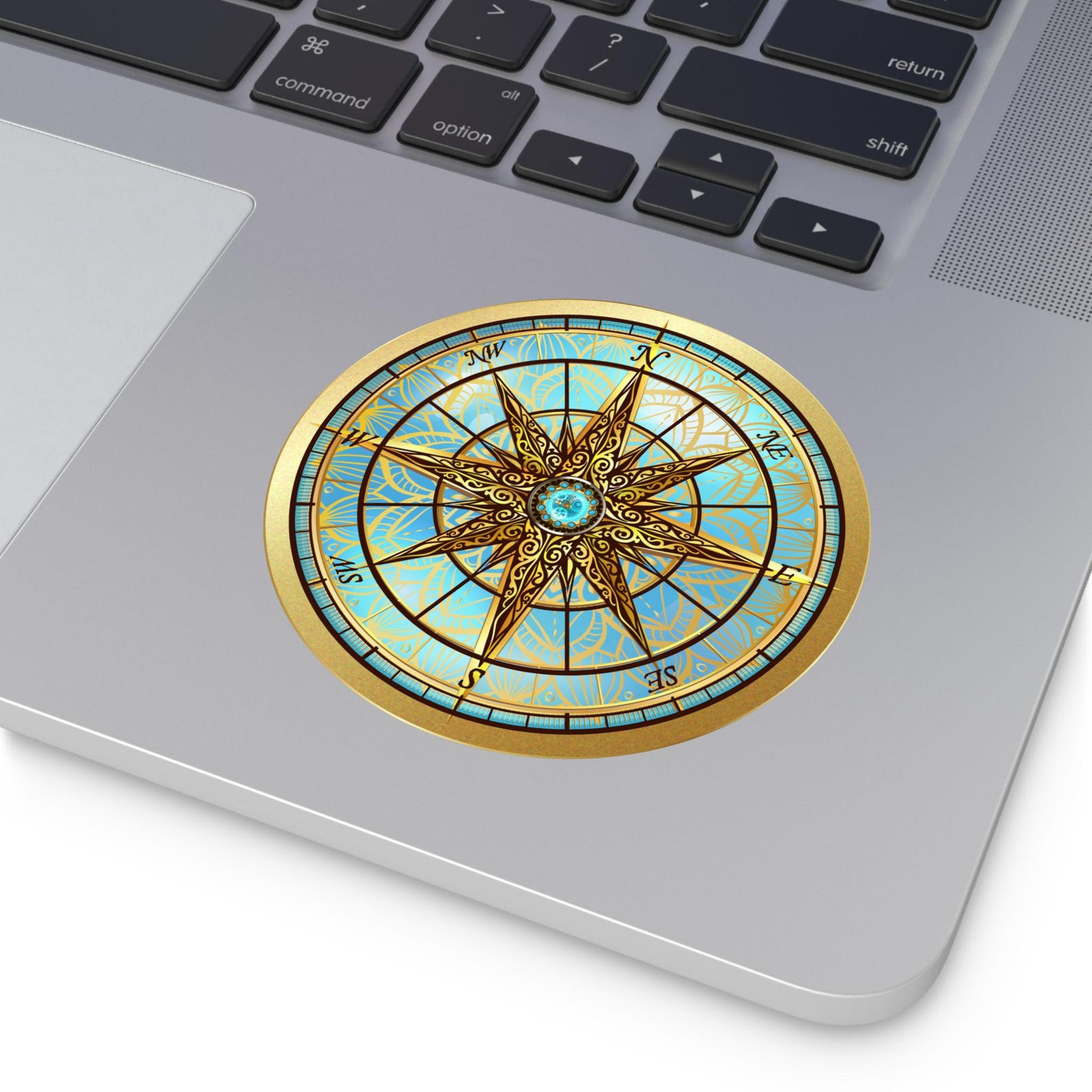 Compass Vinyl Sticker, Gold Compass Decal, Travelers Decal, Directional ...
