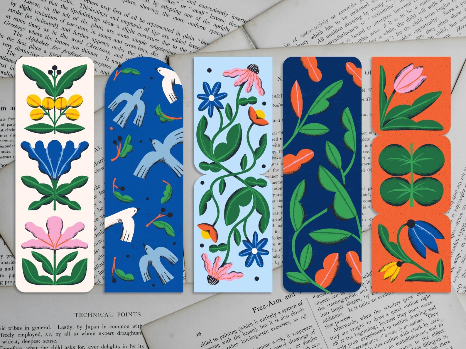 Set of 5 Printable Floral Bookmarks Set | Digital Download | Book Lover ...
