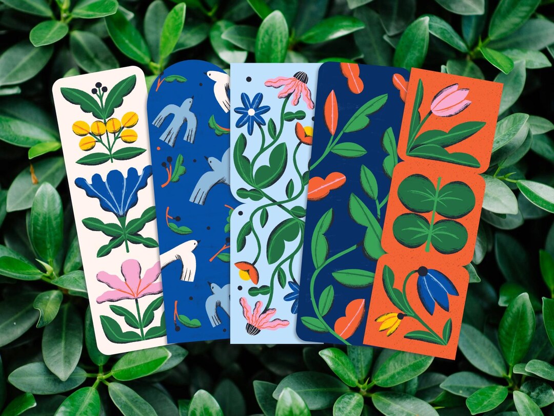 Set of 5 Printable Floral Bookmarks Set | Digital Download | Book Lover ...