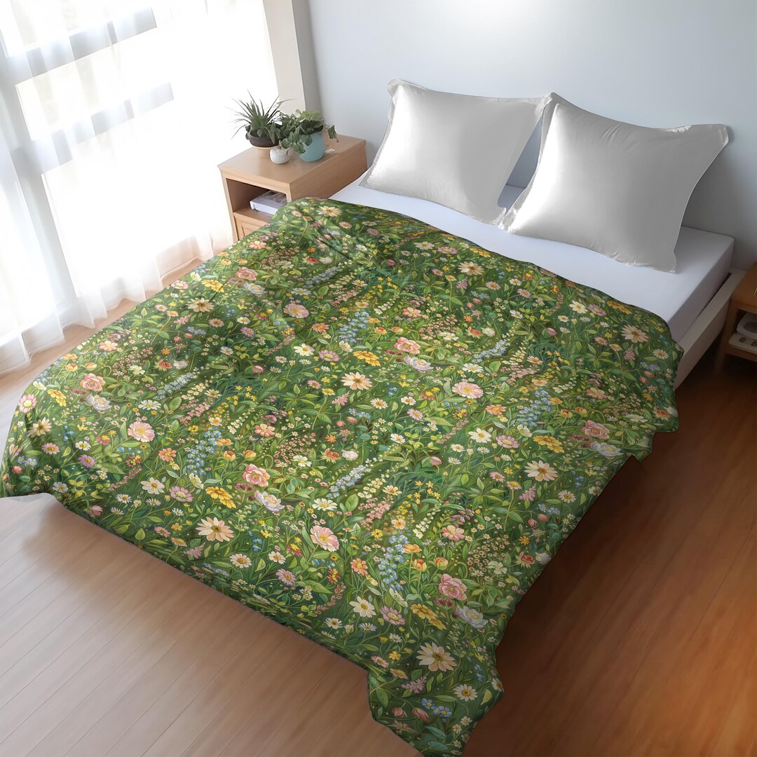 Cottagecore Duvet Cover — Lightweight 100% Microfiber, Spring Flower ...