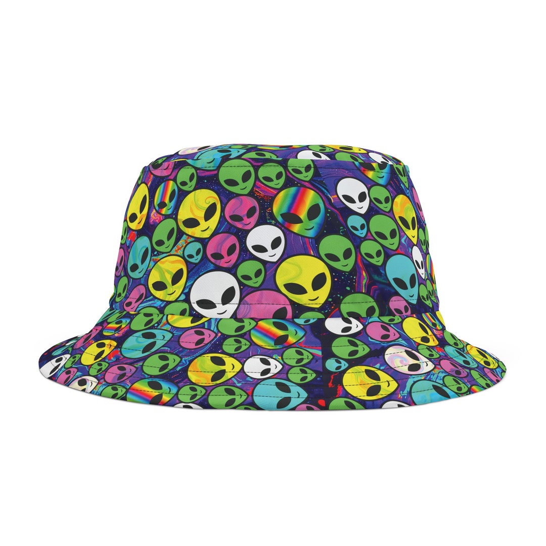 Rave Bucket Hat, Neon Alien Fine Quality Durable Polyester, Festival ...