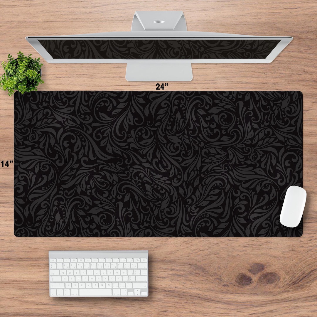 Gothic Desk Mat - Elegant Black Desk Pad for Goth Office Decor & Dark ...