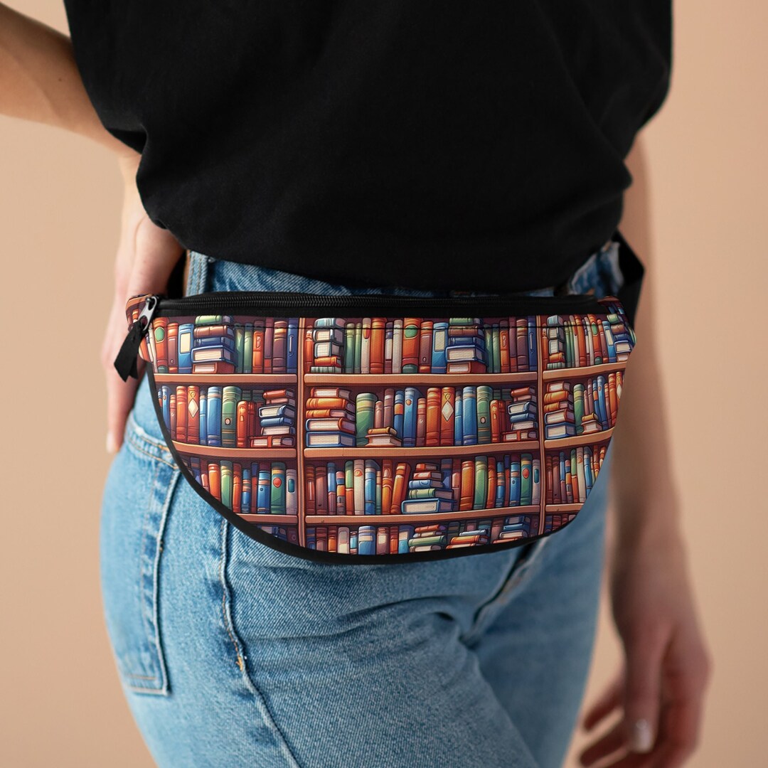 Bookshelf Book Pattern Fanny Pack, Book Fanny Pack, Bookish Fanny Pack ...