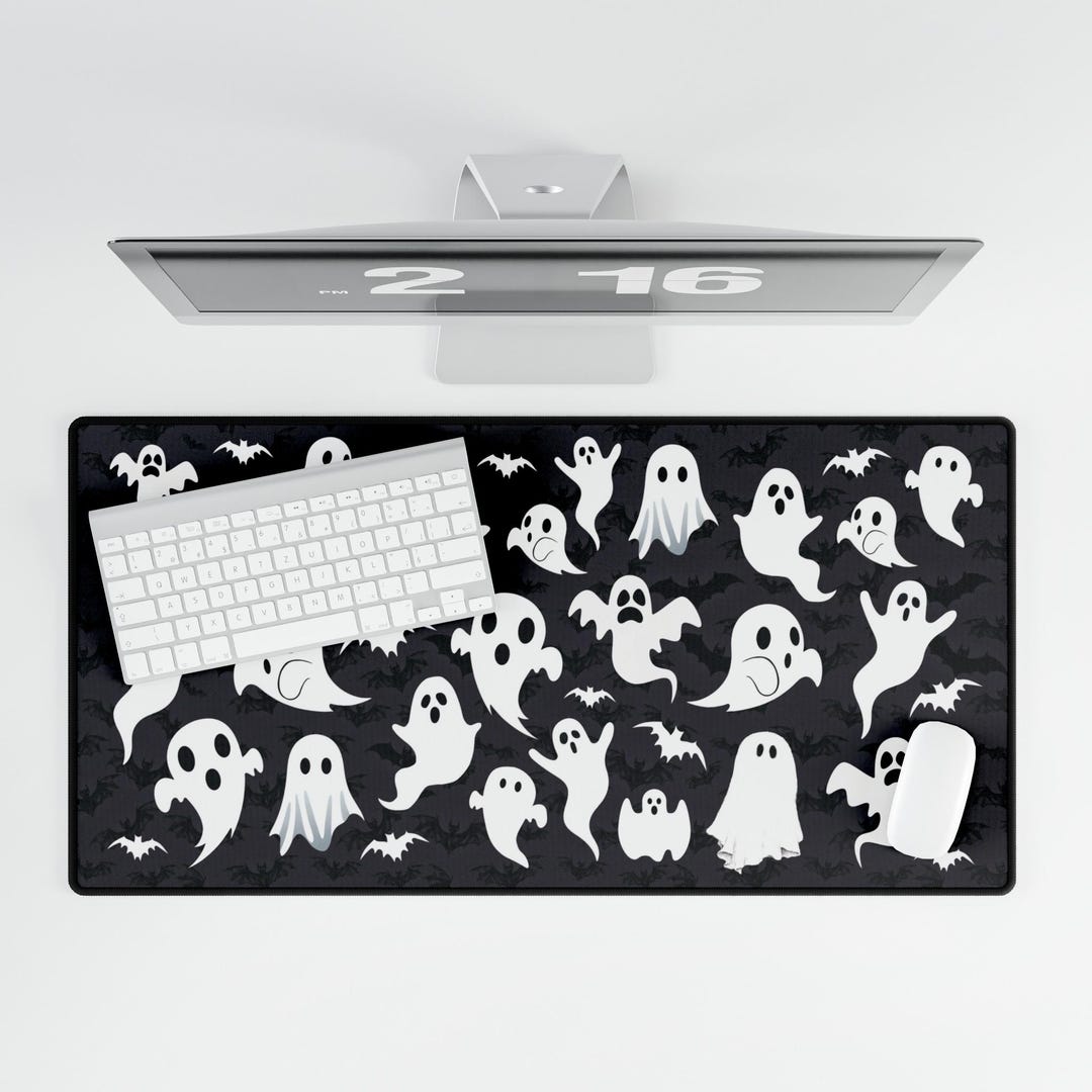 Spooky Desk Mat - Ghosts Desk Mat for Halloween, Anti-fray Edges & Non ...