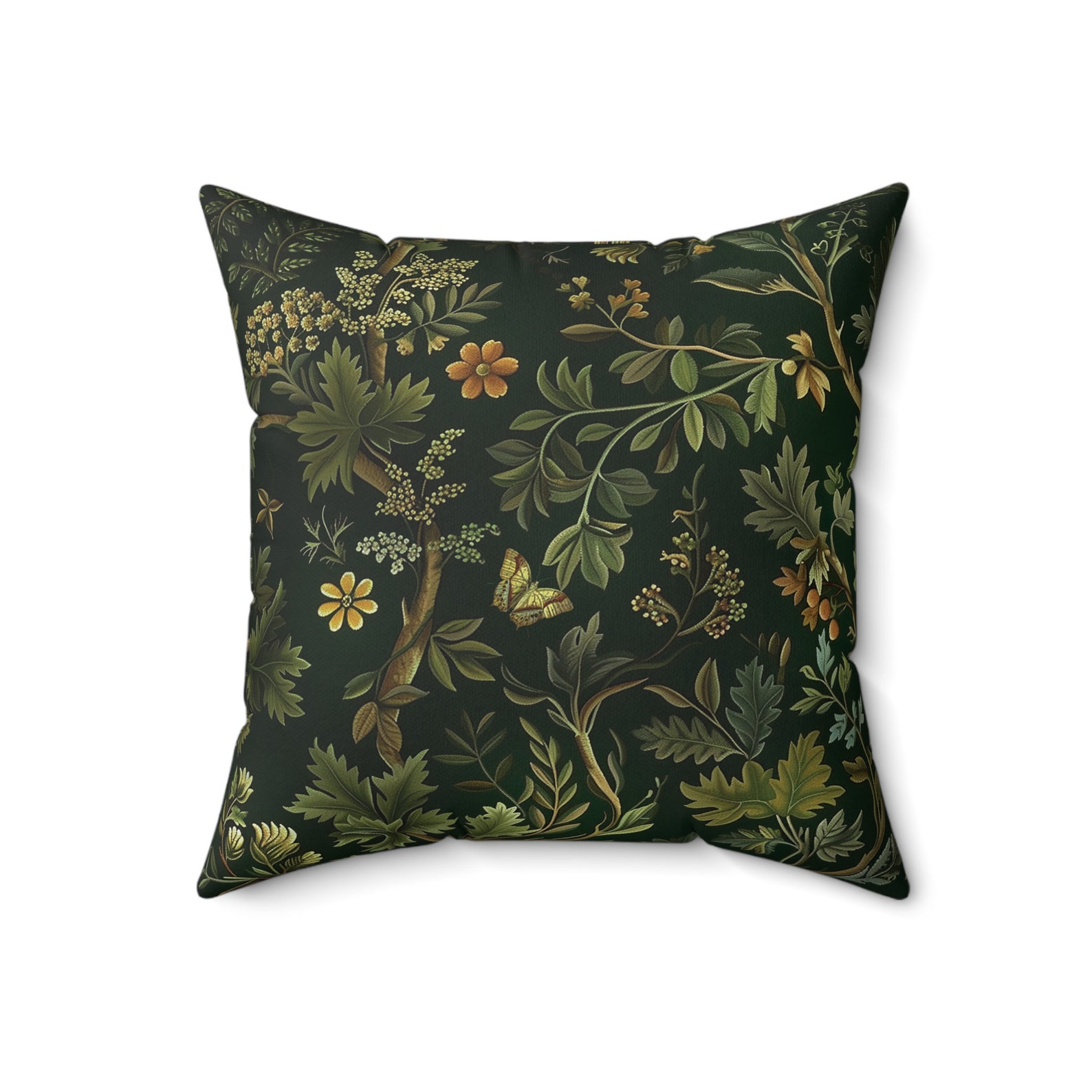 Dark Green Forest Leaf Throw Pillow Forestcore Fern Nature-inspired ...