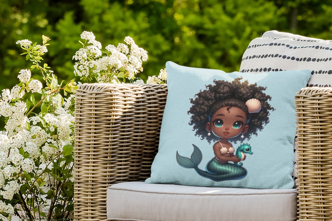 Tween Mermaid & Seahorse Pillow, Nursery Decor - Etsy