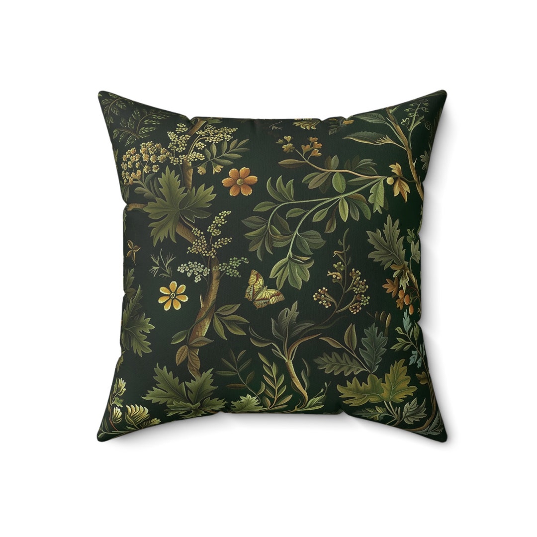 Forest Pillow, Dark Green Leaf Throw Pillow - Nature-inspired Home ...