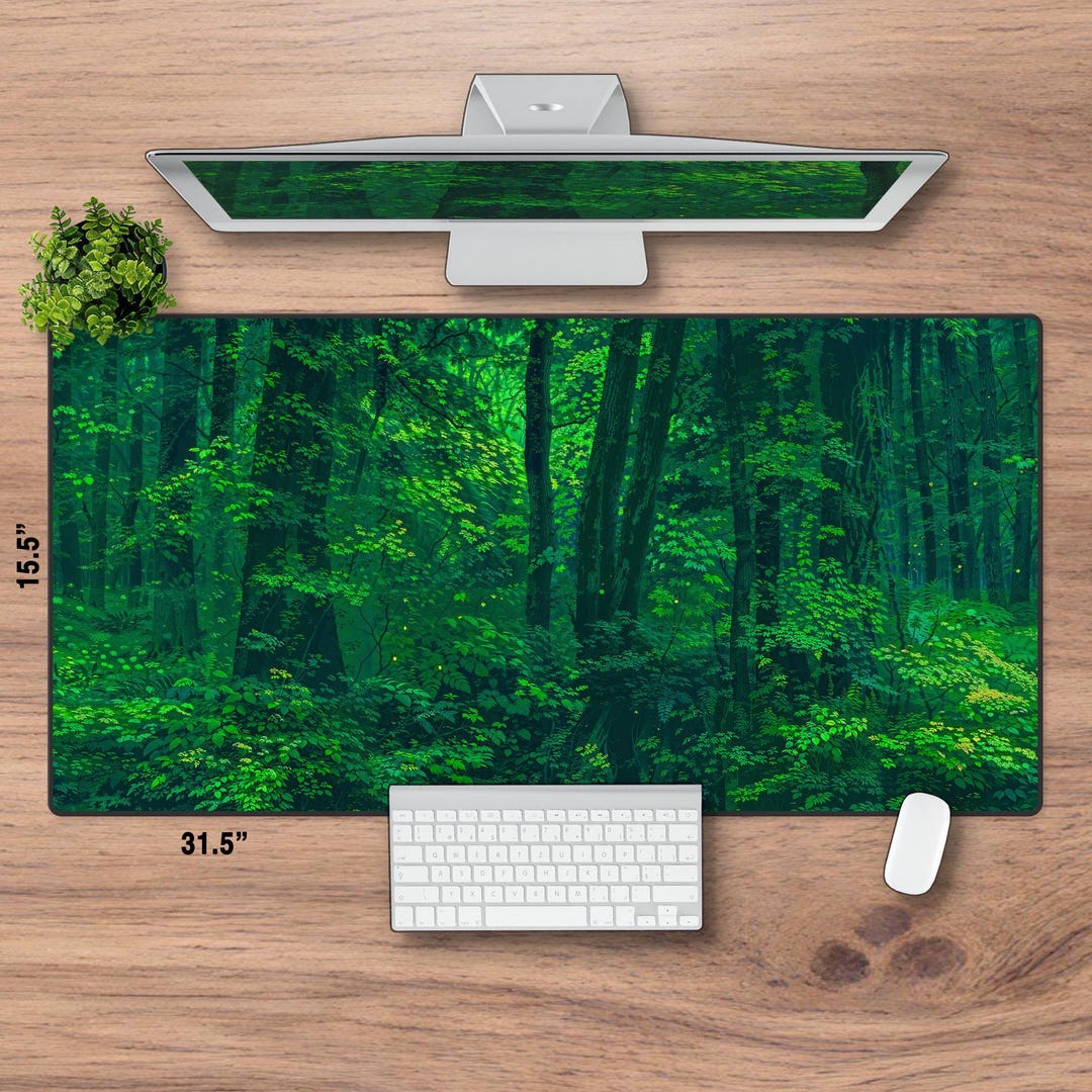 Forest Green XL Desk Mat: Detailed Forestcore Desk Pad (31.5 X 15.5 ...