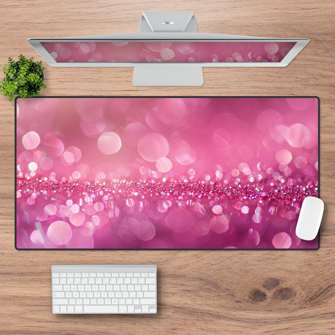 Pink Glitter Desk Mat: Glam Home Office Decor - Etsy