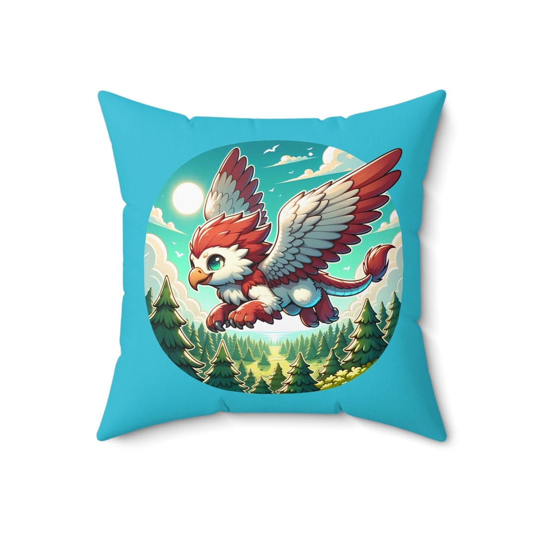 Cute Gryphon Pillow, Flying Gryphon Pillow, Cozy Faux Suede Square ...