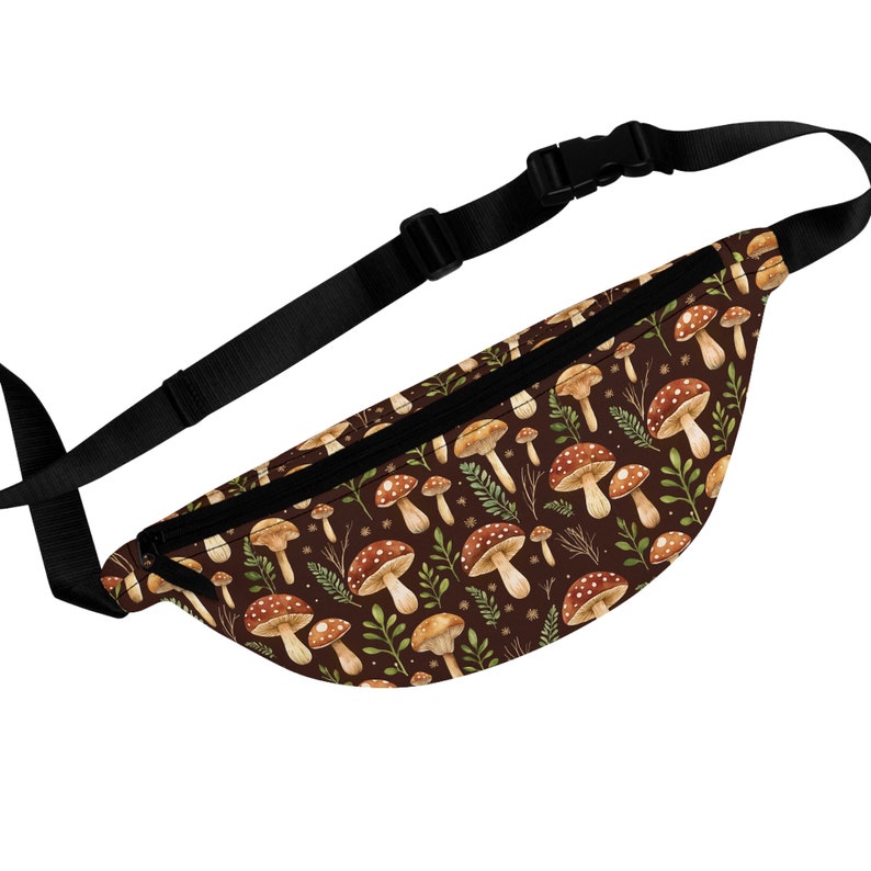 Cottagecore Mushroom Pattern Fanny Pack, Brown Mushroom Belt Bag, Red ...
