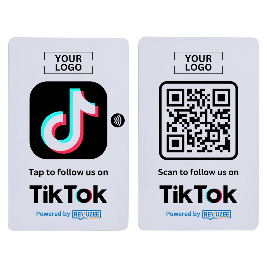 Tiktok NFC & QR Code Tap Card Made With Your Business Logo Tap or Scan ...