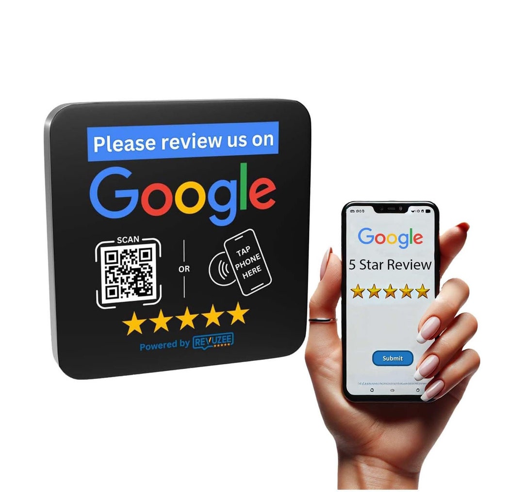 Google NFC & QR Code Tap Plate - Tap or Scan - Programmable W/ Your Google Review Page Link ...