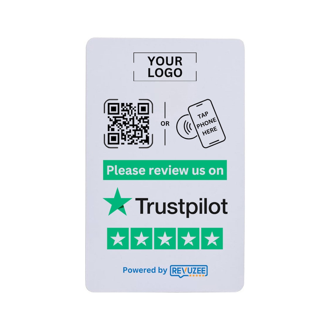 Trust Pilot NFC & QR Code Tap Card - Made With Your Business Logo - Tap ...