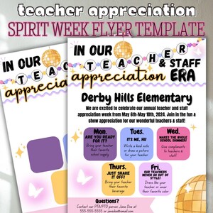Teacher and Staff Appreciation Week Theme Flyer, Editable Canva ...
