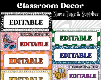 Student Desk Name Labels, Editable Classroom Printables, Student Name ...