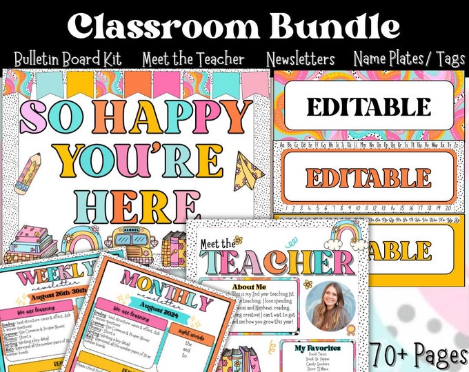 Colorful Meet the Teacher Bundle | Class Newsletter | Classroom Menu ...