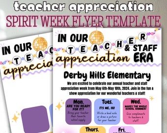 Teacher and Staff Appreciation Week Theme Flyer, Editable Canva ...