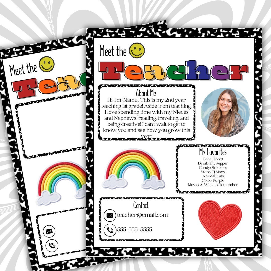 Meet the Teacher | Teacher Template | Flyer Retro 90s Theme | Teacher ...