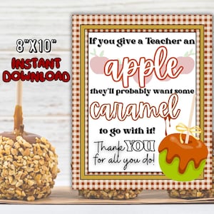 Caramel Apple Appreciation Sign, Staff Teacher Team Appreciation Sign ...