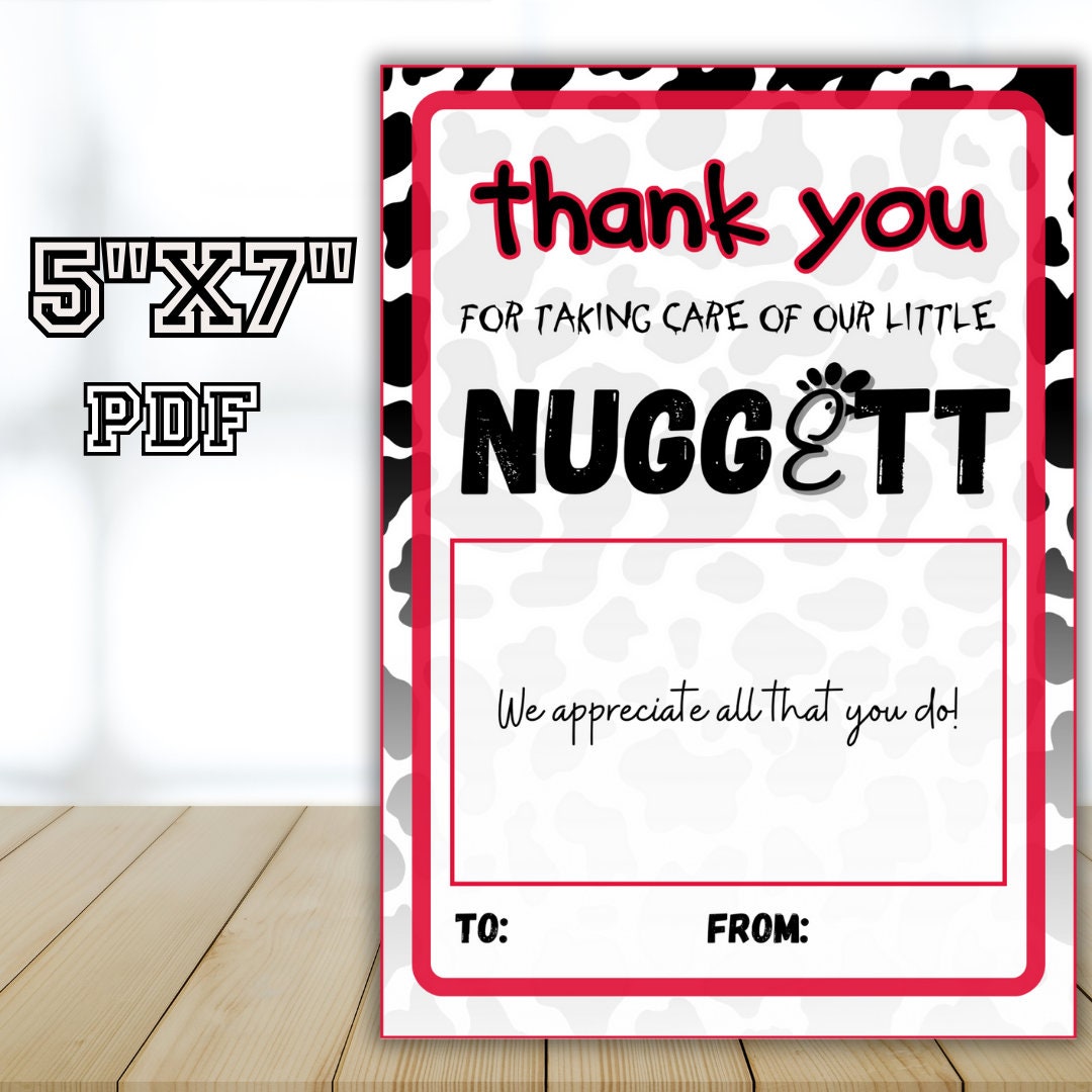 Printable Nuggett Gift Card Holder, Teacher & Staff Appreciation Fast ...