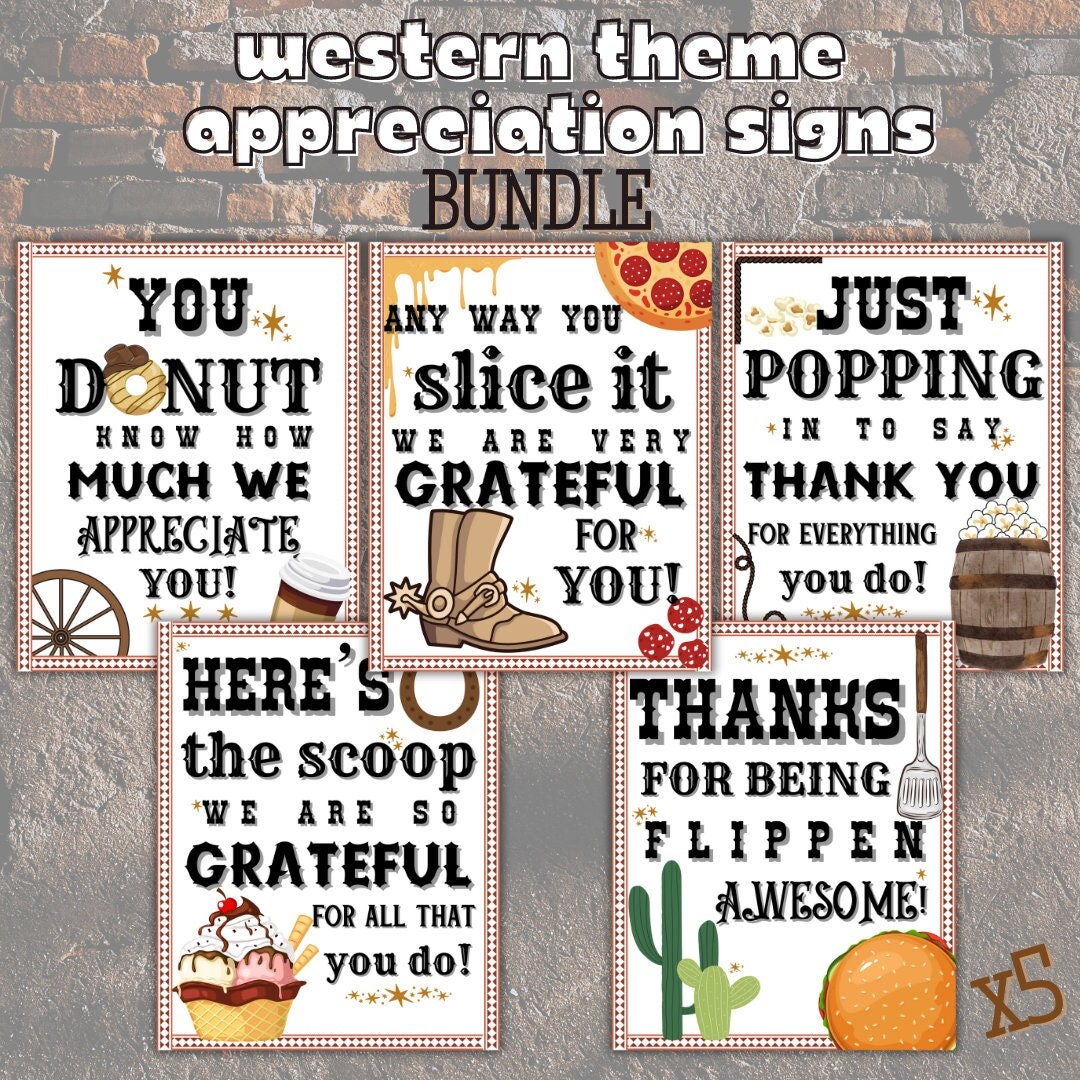 Teacher and Staff Appreciation Week Theme Food Signs, Instant Print, 5 ...