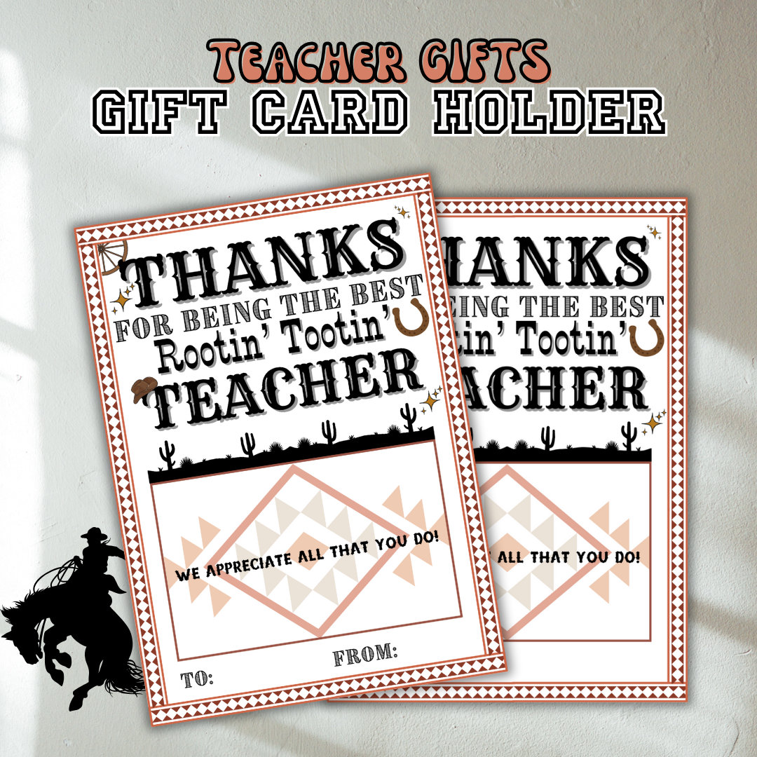 Teacher Staff Appreciation Week Gift Card Holder, Western Inspired ...