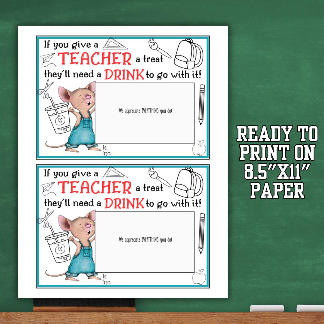 If You Give a Teacher a Cookie Gift Printable, Teacher Appreciation ...