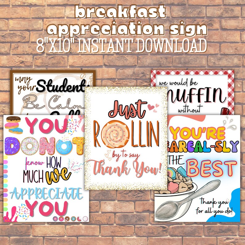 Breakfast Appreciation Signs, Teacher, and Staff Appreciation Sign ...
