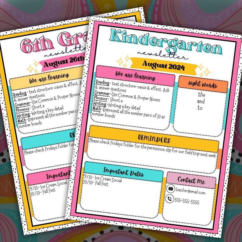 Teacher Newsletter Template | Flyer Funky Pastel Theme | Teacher ...