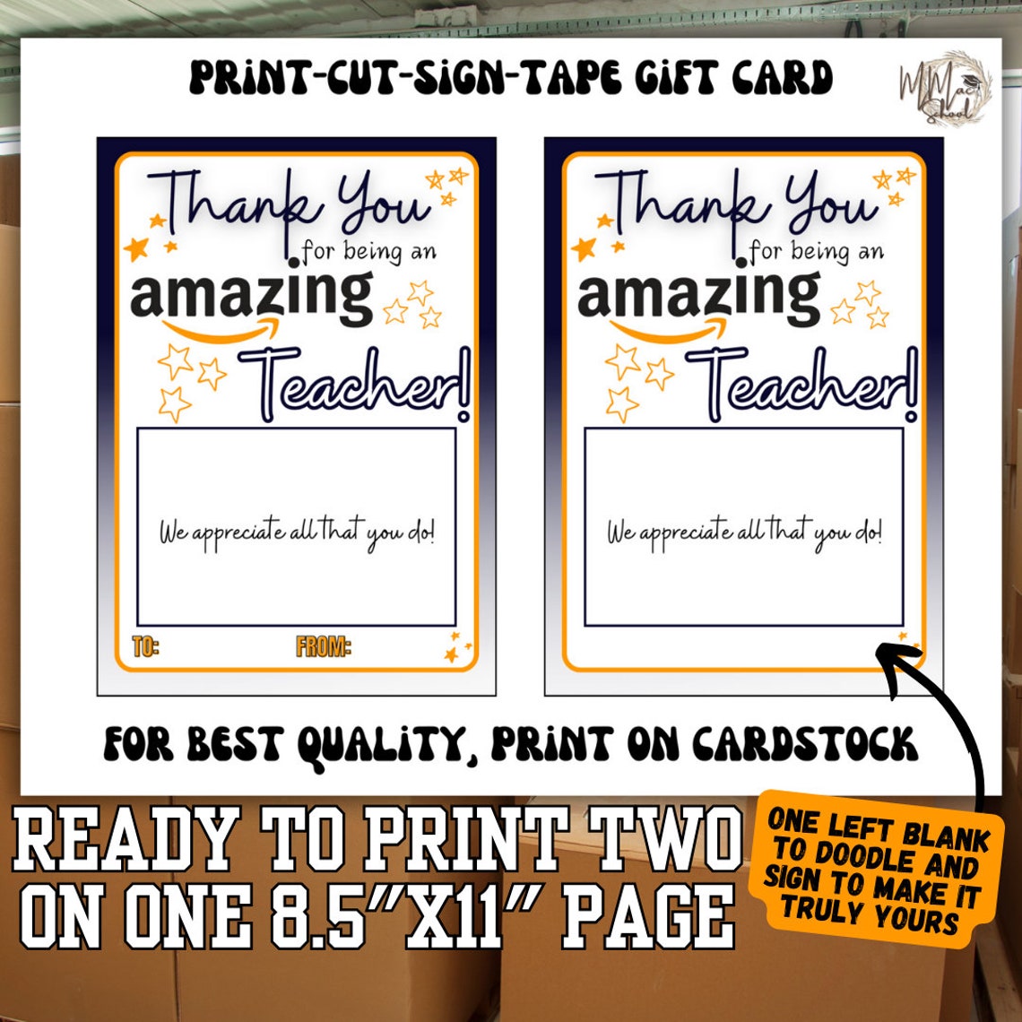 Amazing Teacher Gift Card Holder, Coach, Staff, Employee Appreciation ...