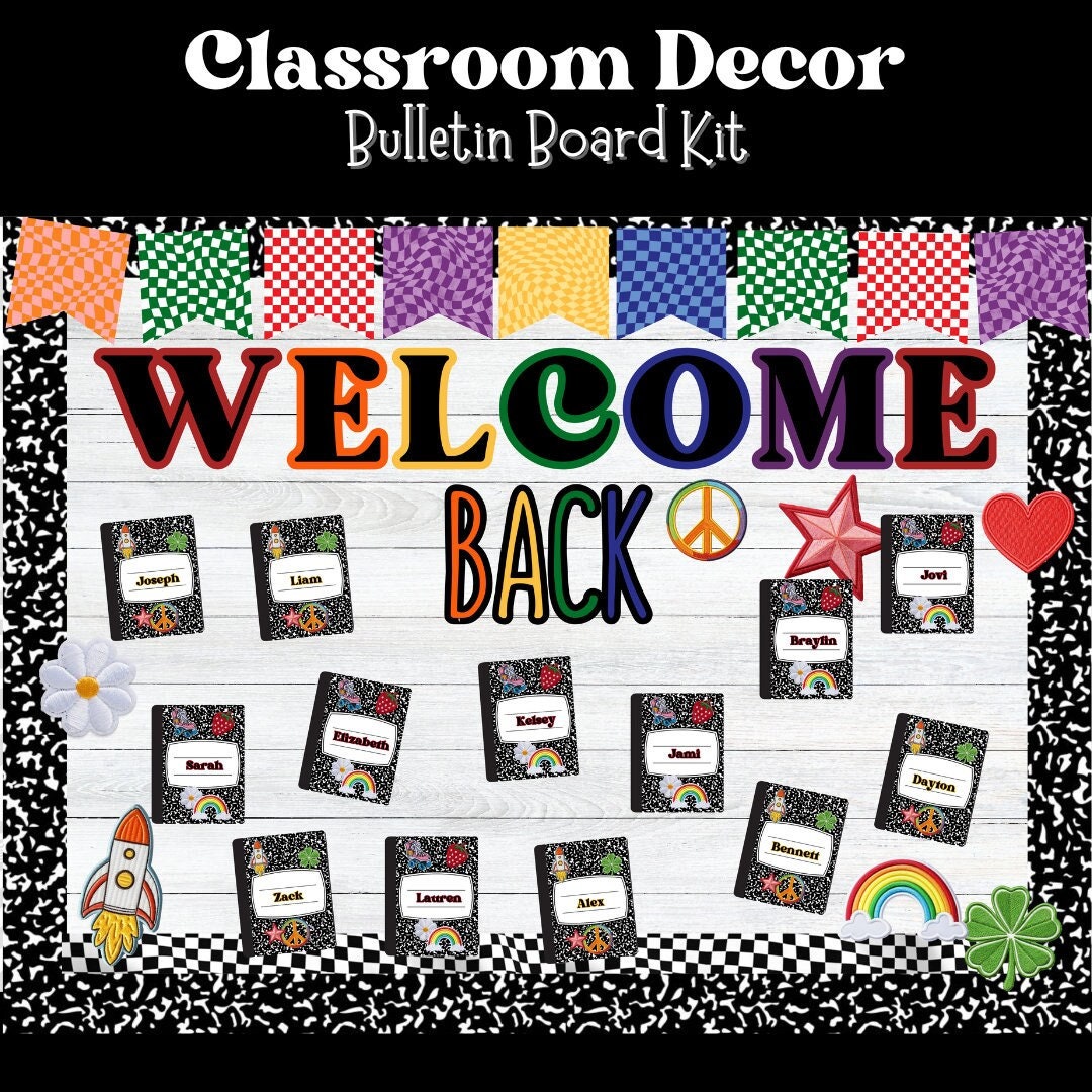 Back to School Bulletin Board Kit | Retro 90's Theme | Classroom Decor ...
