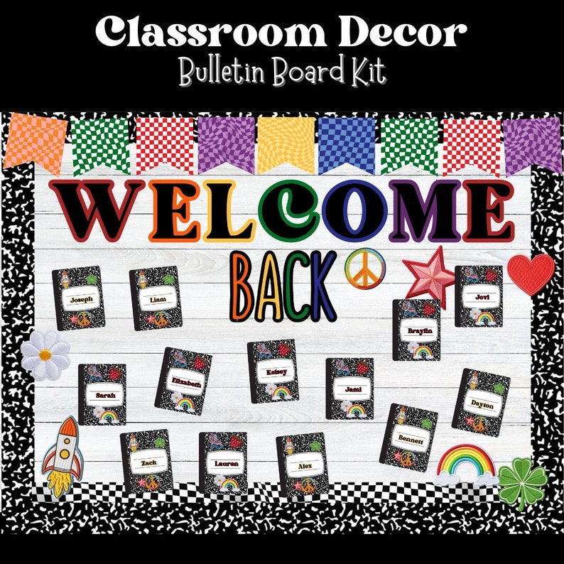 Back to School Bulletin Board Kit | Retro 90's Theme | Classroom Decor ...