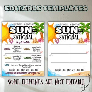 Printable Beach Theme Teacher Appreciation Week Bundle Canva Template ...