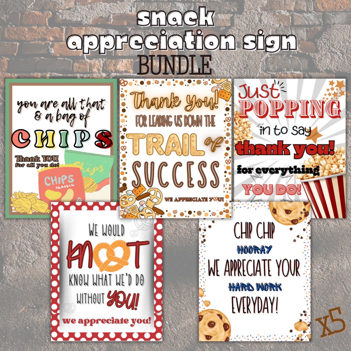 Snack Appreciation Signs, Teacher, and Staff Appreciation Sign, INSTANT ...