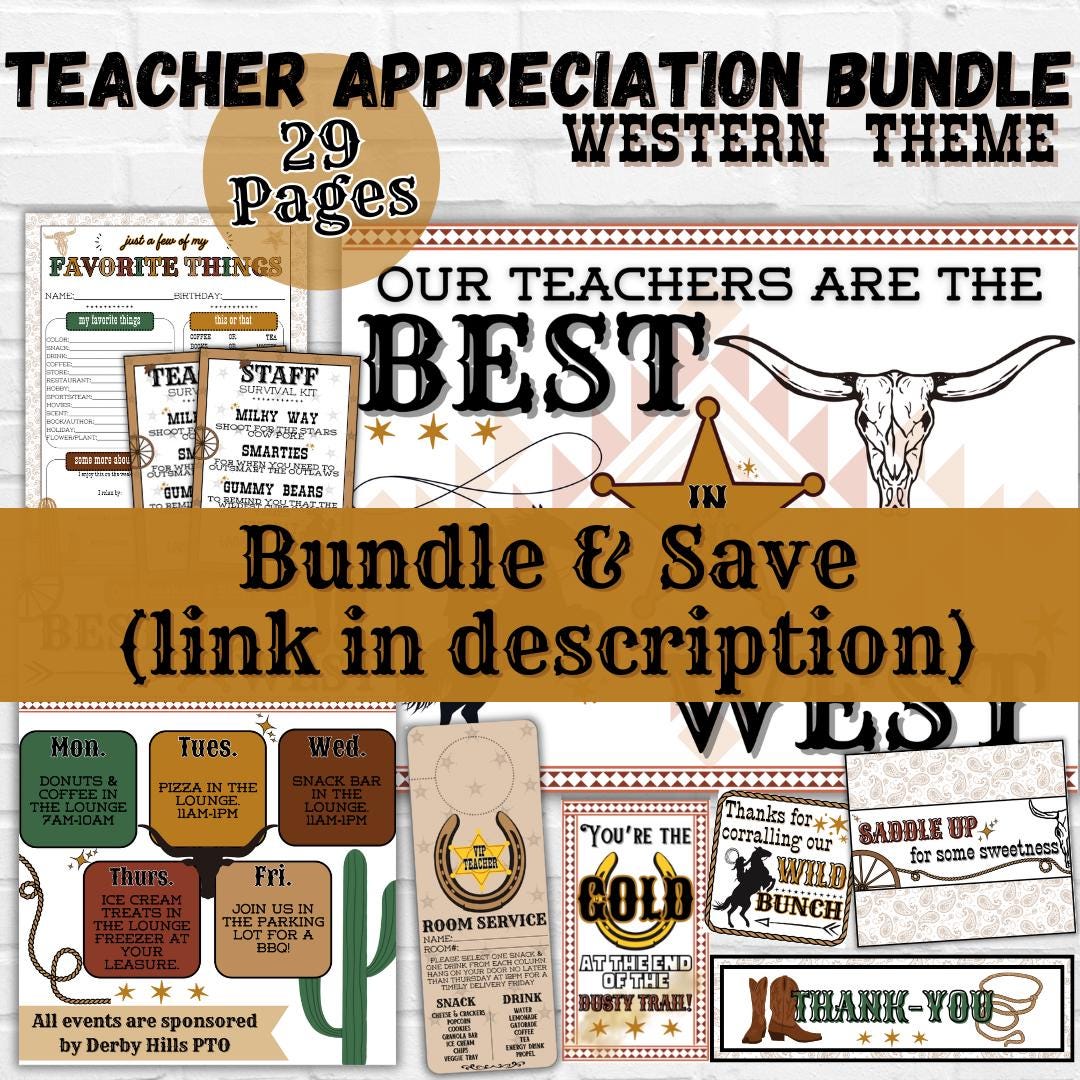 Teacher and Staff Appreciation Week Theme Food Signs, Instant Print, 5 ...