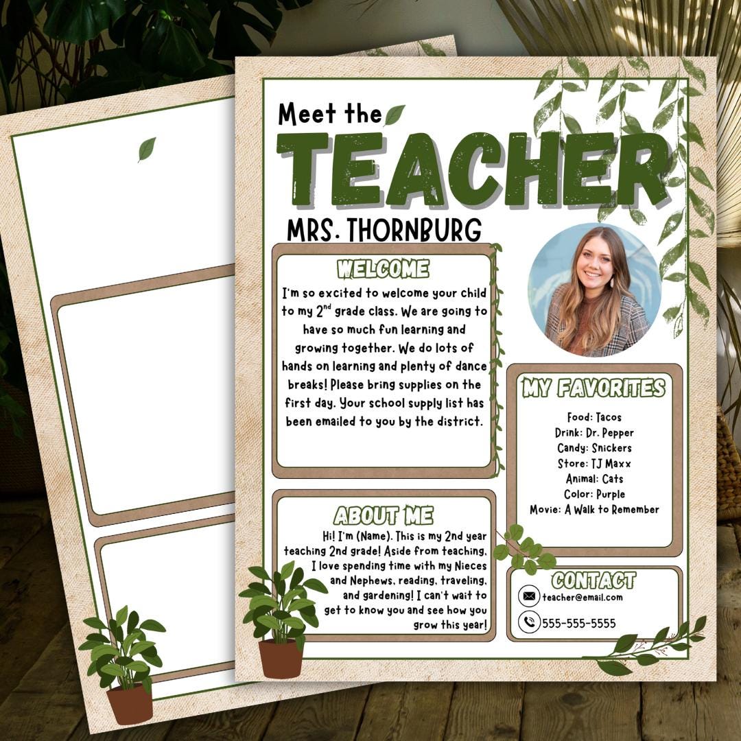 Meet the Teacher | Teacher Template | Neutral Plant Theme | Teacher ...