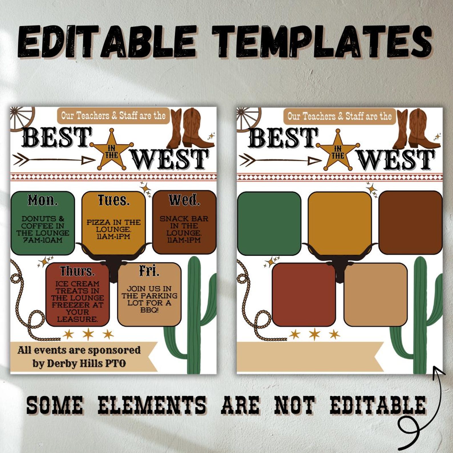 Western Theme Teacher Appreciation Week Itinerary. Flyer Template for ...