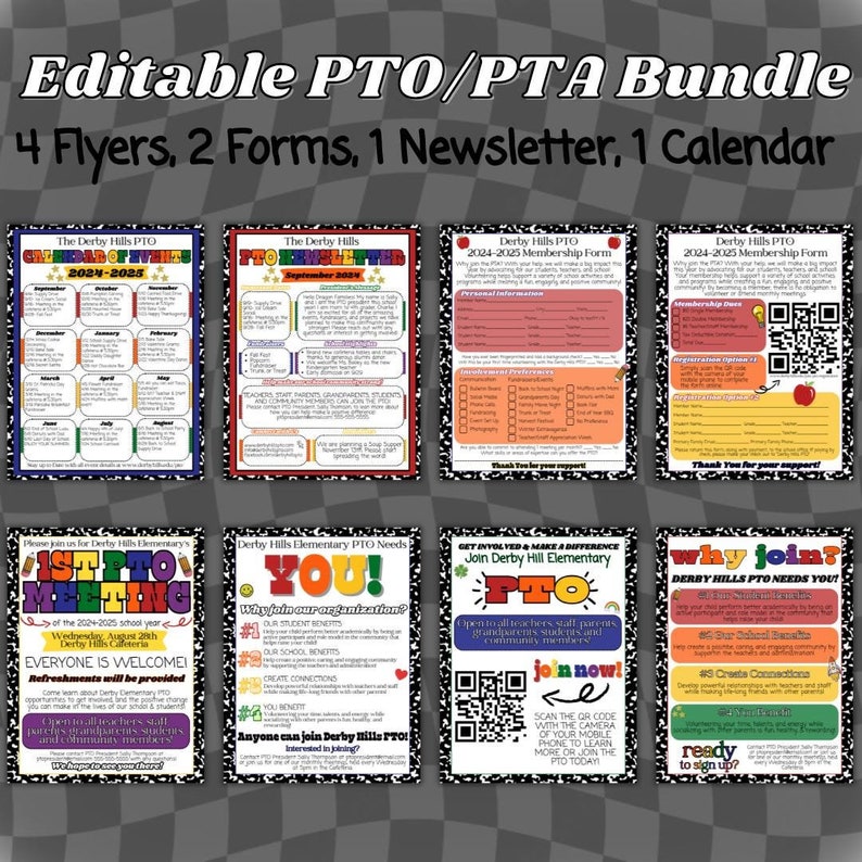 Retro Themed Editable PTA / PTO Bundle Includes Recruitment Flyers ...