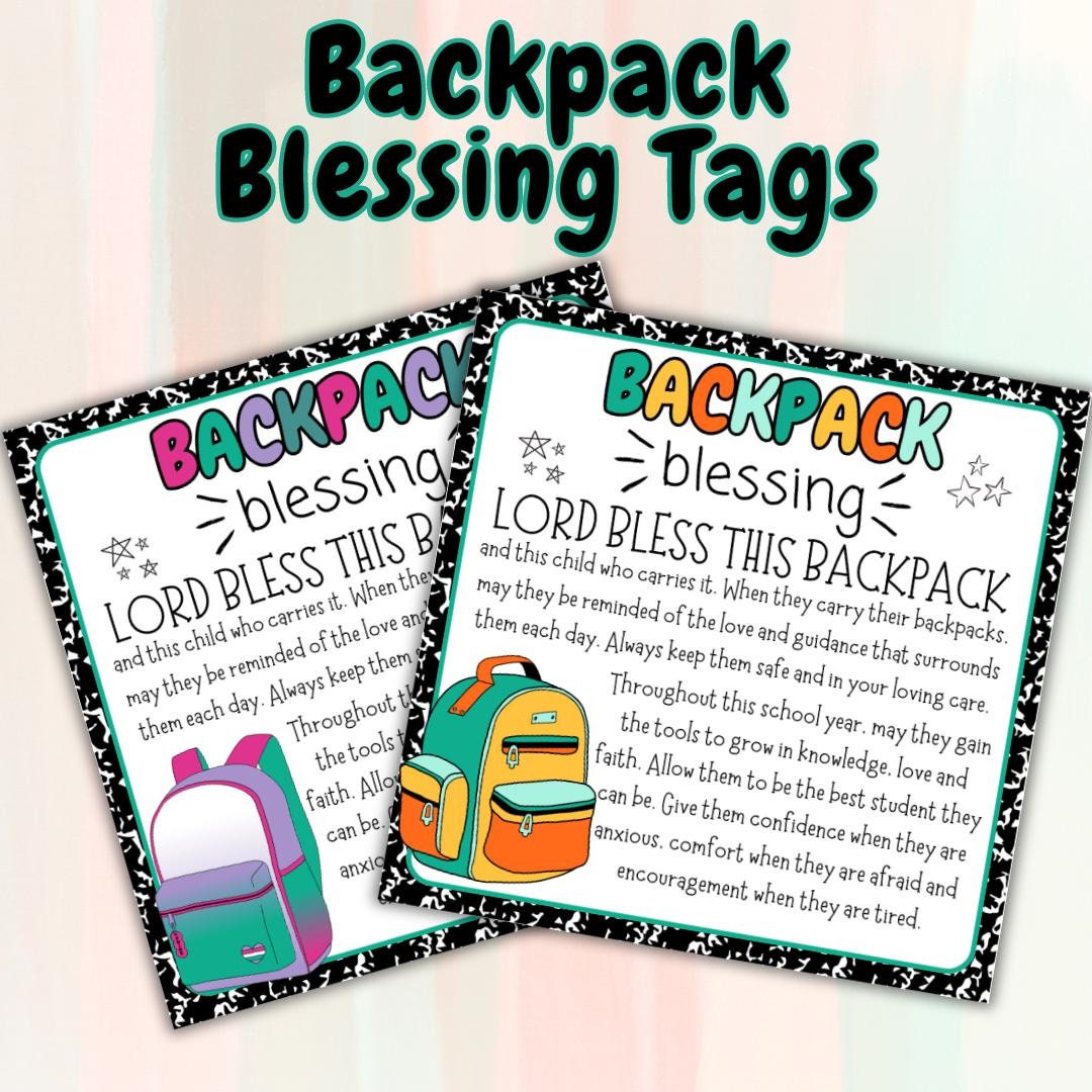 Backpack Blessing Kit, Back to School Blessing, Backpack Prayer, First Day of School Gift Tags ...